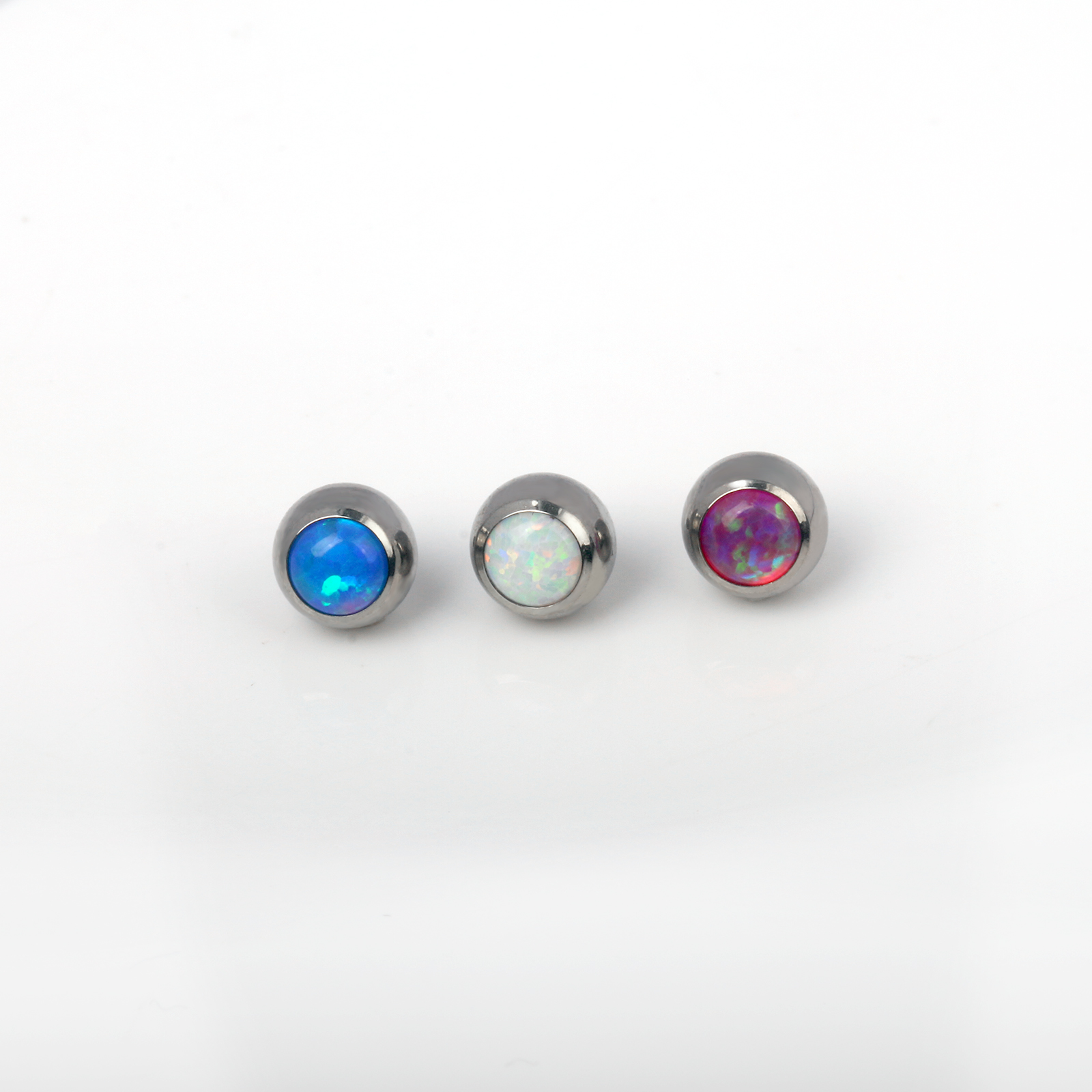 NSPJ Labret Titanium Piercing Jewelry Whie Blue Pink Colors Opal Stone ...