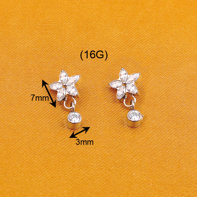 Flower and round pendant Internal Threaded Piercing Titanium Body ...