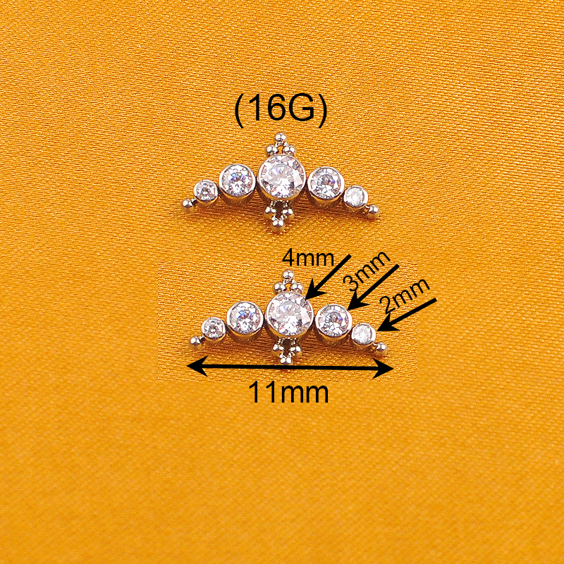 Five inlaid zircons Internal Threaded Piercing Titanium Body Piercing ...