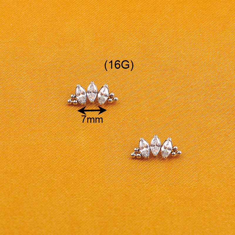 Three-leaf zircon Internal Threaded Piercing Titanium Body Piercing ...