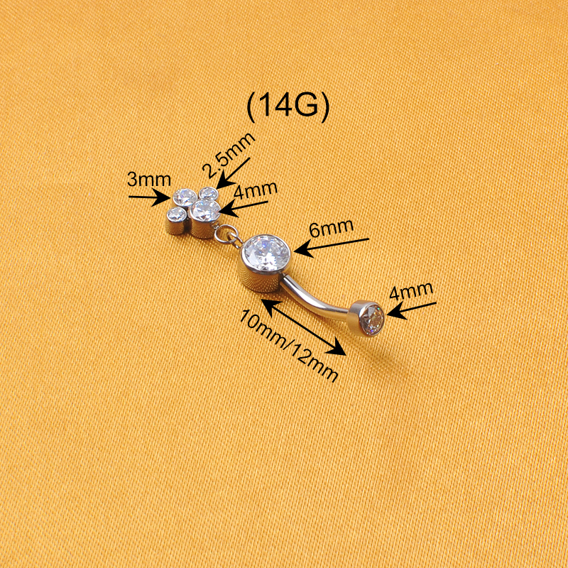ASTM F136 Titanium Internally Threaded Bezel Set CZ Hang Belly Button ...